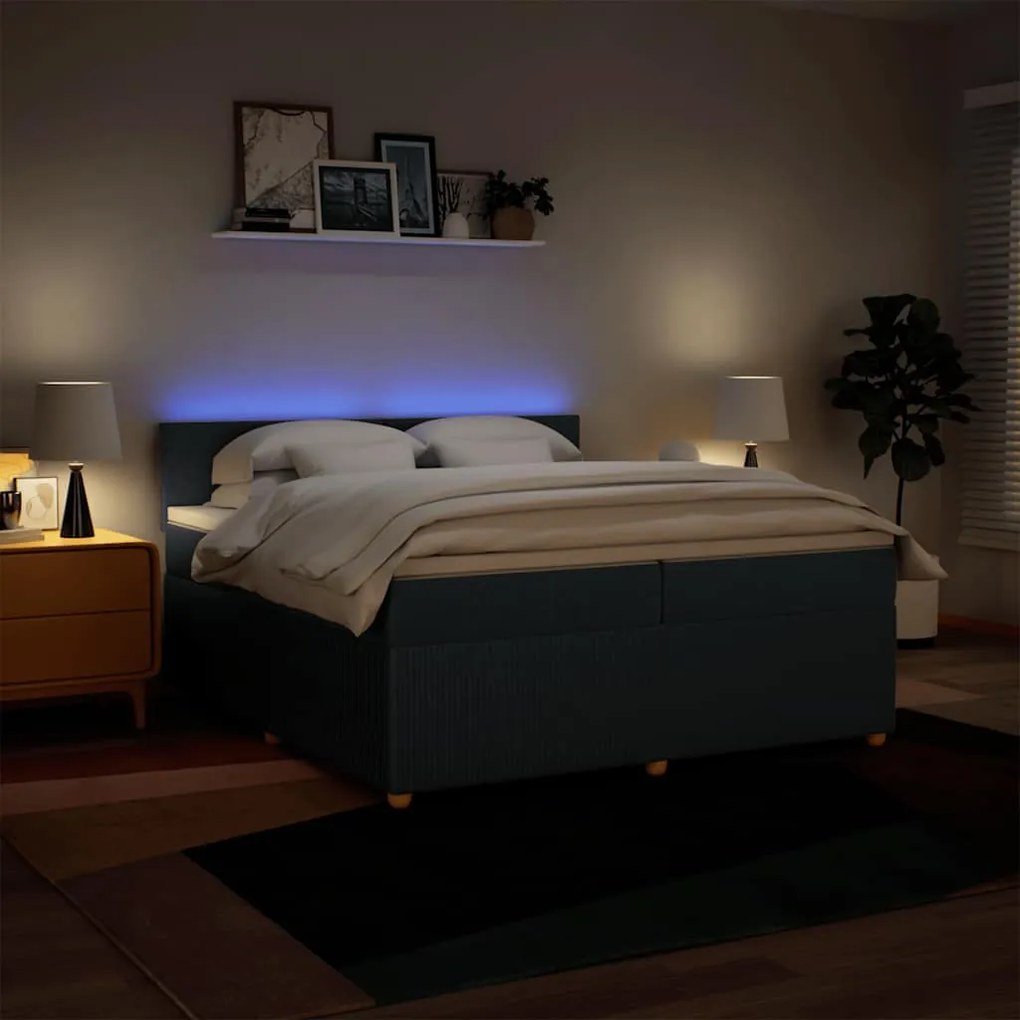 Box spring postel s matrací modrá 200x200 cm textil 3289862