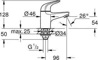 Grohe Swift - Umyvadlový ventil chrom