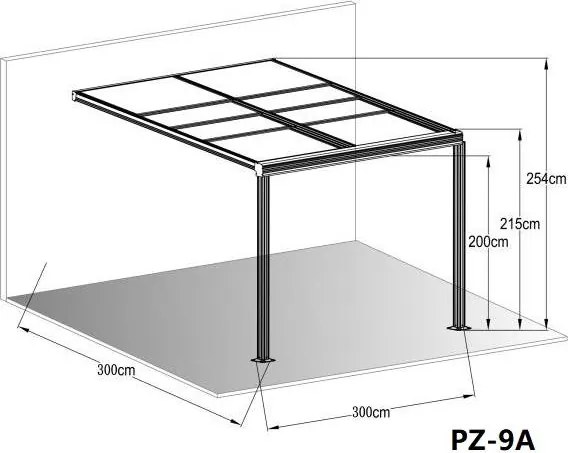 Hliníková pergola BestBerg PZ-9A / 9 m² / antracit/šedá