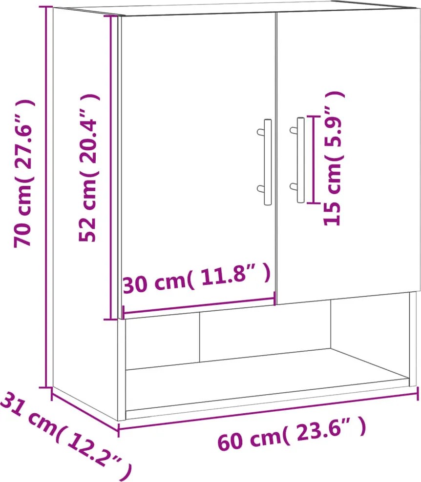 vidaXL Nástěnná skříňka 60 x 31 x 70 cm kompozit [829895] Barva: bílá s vysokým leskem