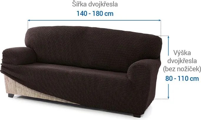 Super strečové potahy NIAGARA čokoládová dvojkřeslo (š. 140 - 180 cm)