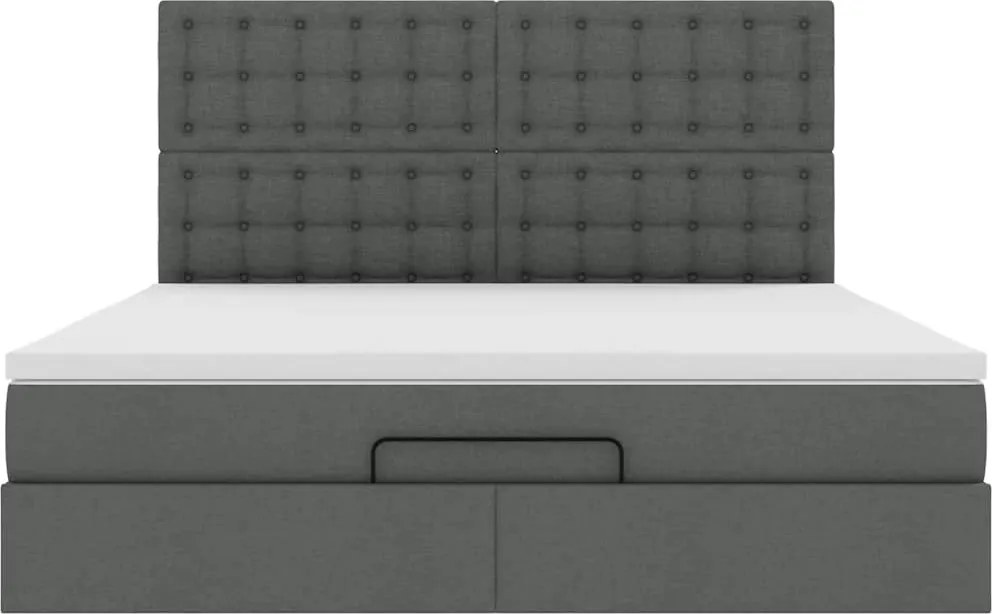 Osmanský rám postele s matrací tmavě šedá 160x200cm textil 3313335
