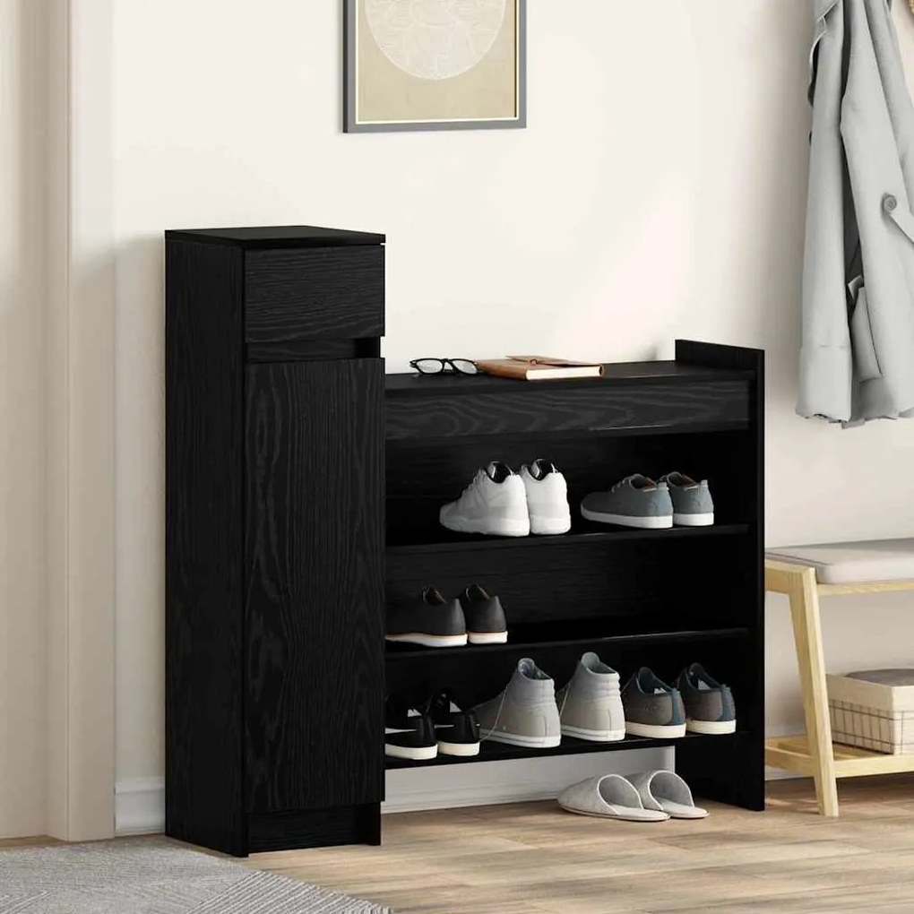vidaXL Botník 100,5 x 28 x 100 cm kompozitní dřevo [871388] Barva: Černá