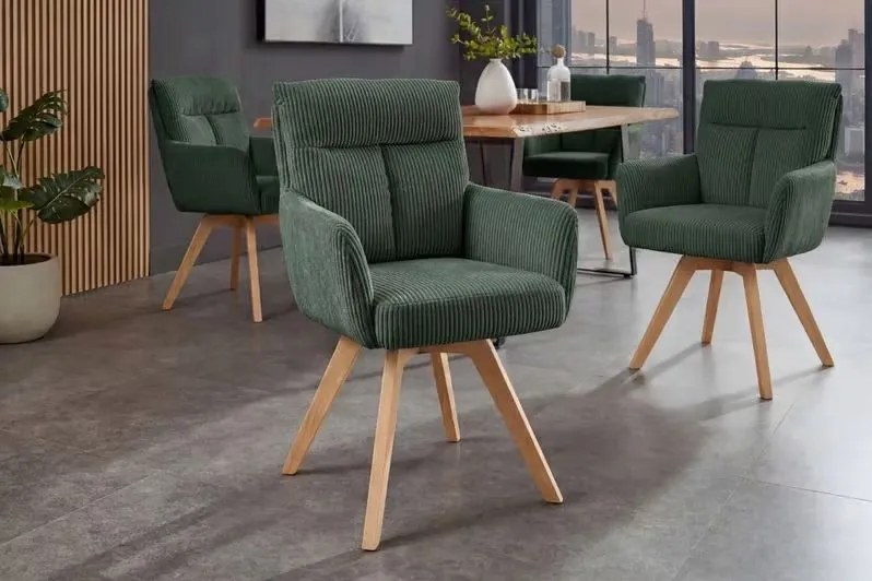 Designová otočná židle Maddison zelený manšestr