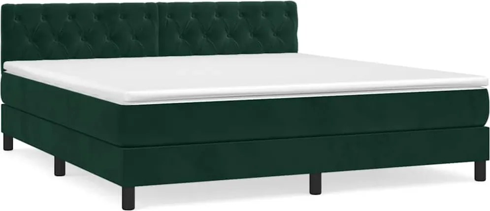 Box spring postel s matrací tmavě zelená 160x200 cm samet 3141494