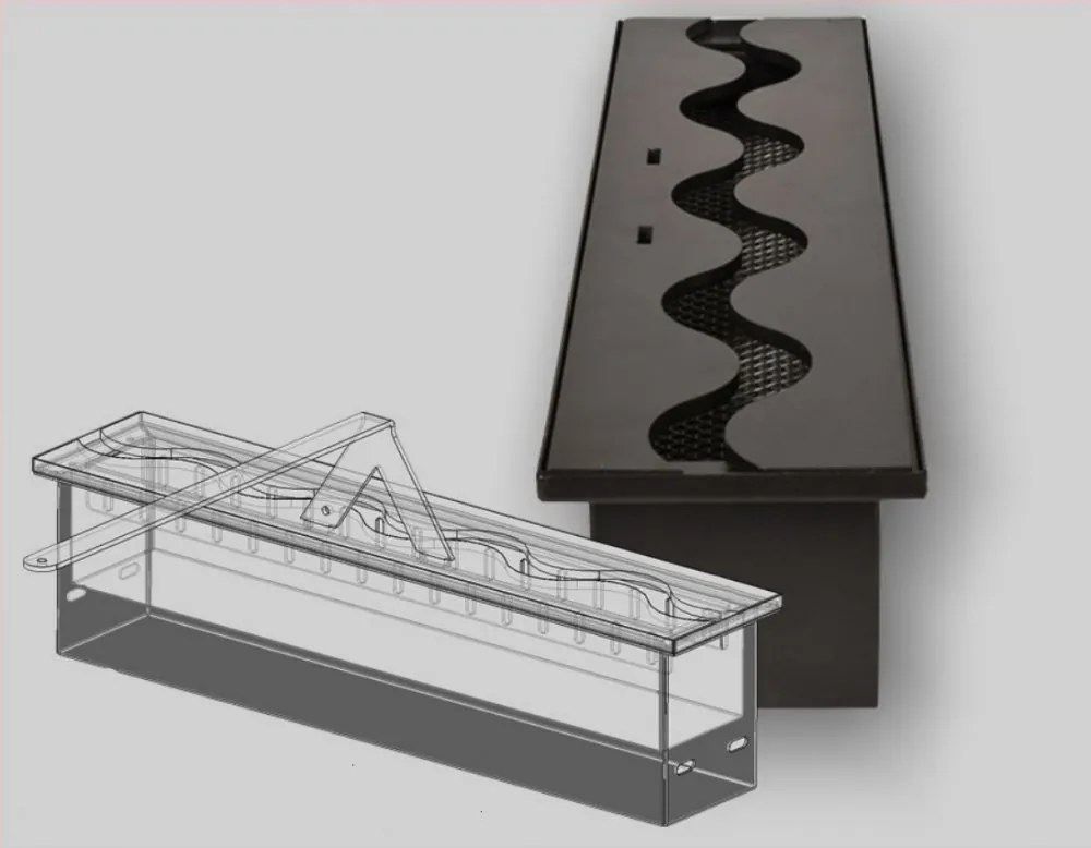 Hořák Bio   650 x 160   mm nerezová ocel Rovná