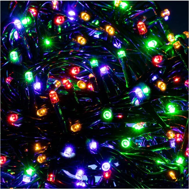 LED světelný řetěz - 25,5m, 300LED, IP44, multicolor