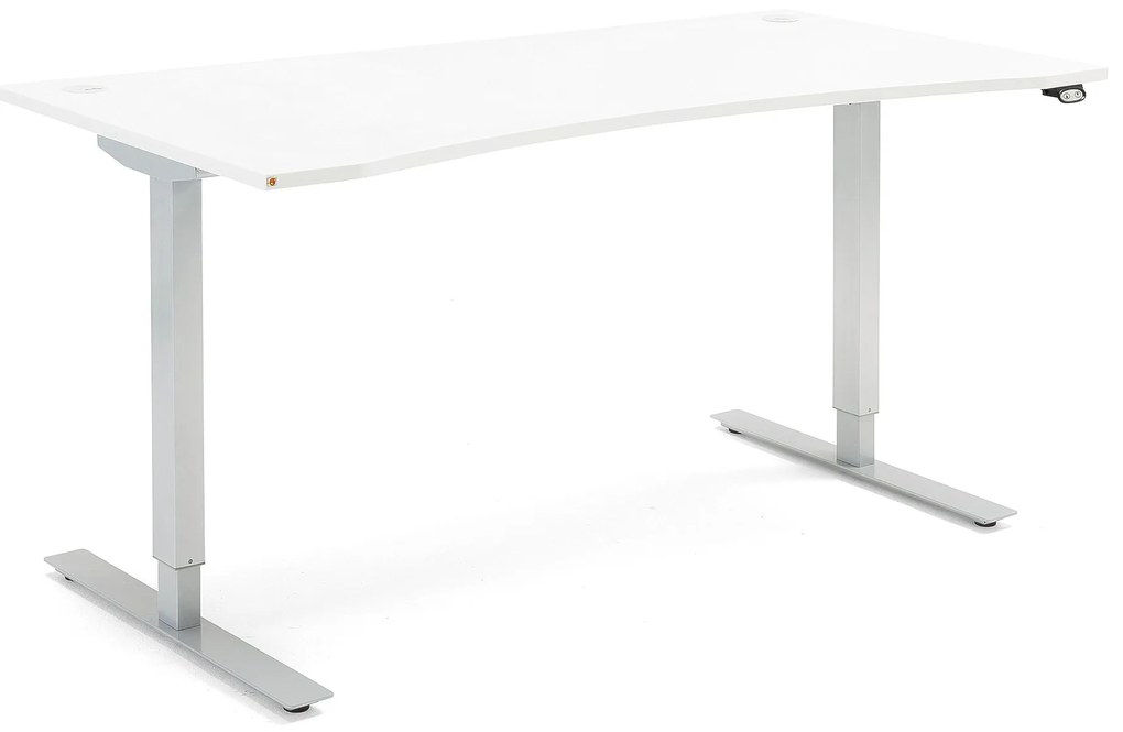 AJ Produkty Výškově nastavitelný stůl FLEXUS, vykrojený, 1600x800 mm, bílá