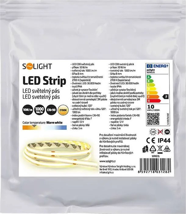 COB LED světelný pás WM616/7/8, 5 m, teplá bílá