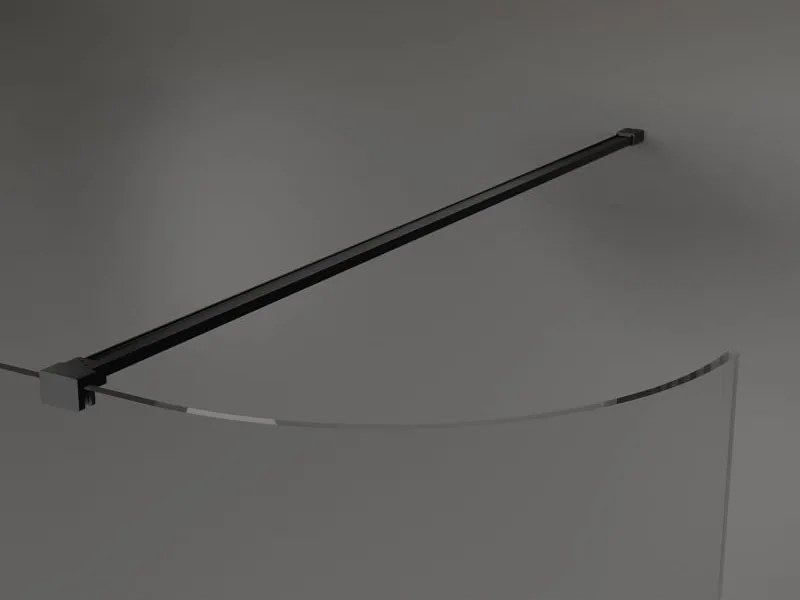 Mexen Kioto-R zaoblená sprchová stěna Walk-in 160 x 200 cm, transparentní 8 mm, černá - 800-160-101-70-06