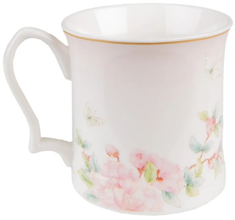 Porcelánový hrnek s růžovými květy Rosa – 414 ml