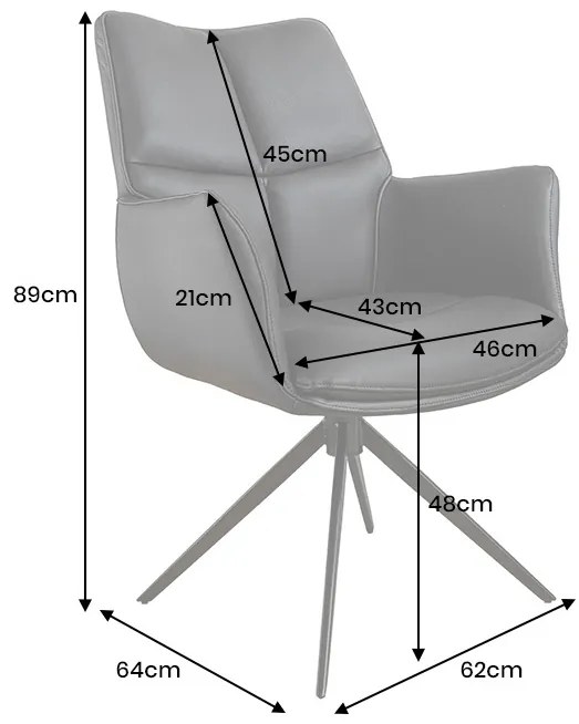 Designová otočná židle Vallerina hnědá kůže