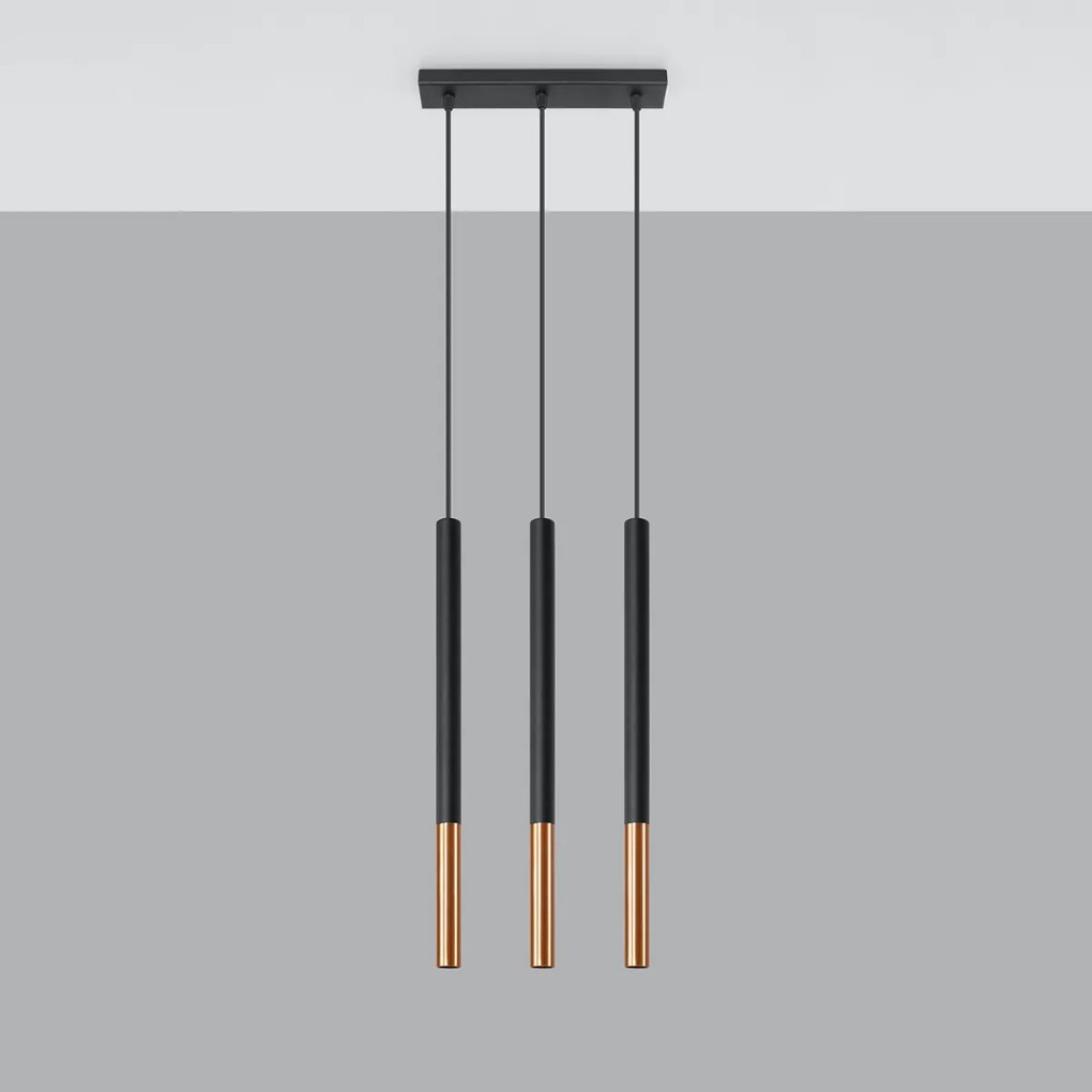 Sollux Lighting Závěsné svítidlo MOZAICA 3L černé/měděné