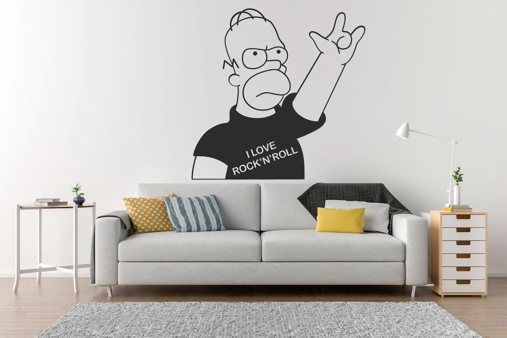 Lepy.cz Samolepka na zeď Homer - Rock and roll Velikost (šířka x výška): 50x49cm, Barevná varianta: Černá