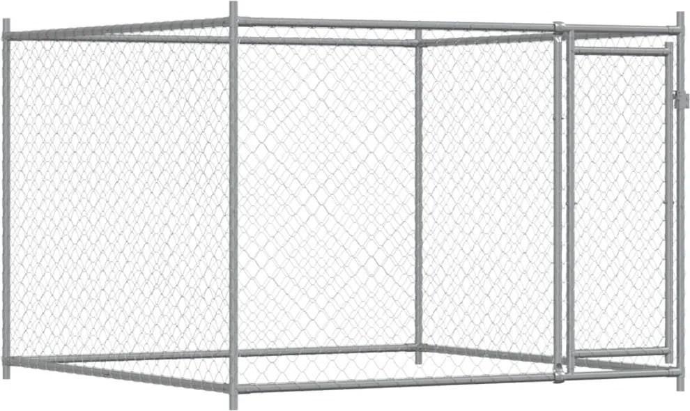 Klec pro psy s dvířky šedá 4 x 2 x 1,5 m pozinkovaná ocel 3209573