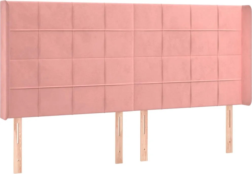 Box spring postel s matrací a LED růžová 180x200 cm samet 3139582