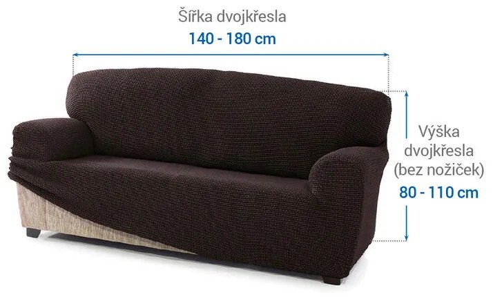 Super strečové potahy NIAGARA čokoládová dvojkřeslo (š. 140 - 180 cm)