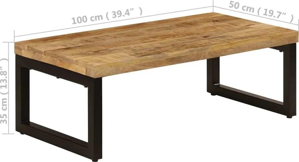 vidaXL Konferenční stolek 100 x 50 x 35 cm masivní mangovník a ocel [247337]