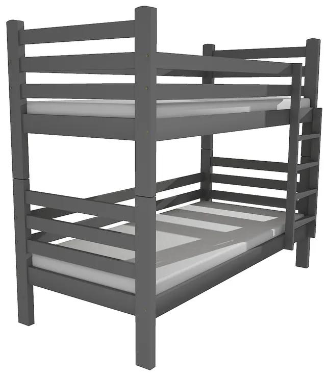 Vomaks Patrová postel M 007 NEW* 80 x 190 cm bezbarvý lak 100 cm (+20 cm vsuvky mezi lůžky a prodloužený žebřík)