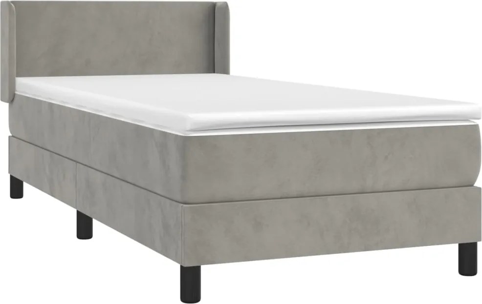 Box spring postel s matrací světle šedá 90x190 cm samet 3130811