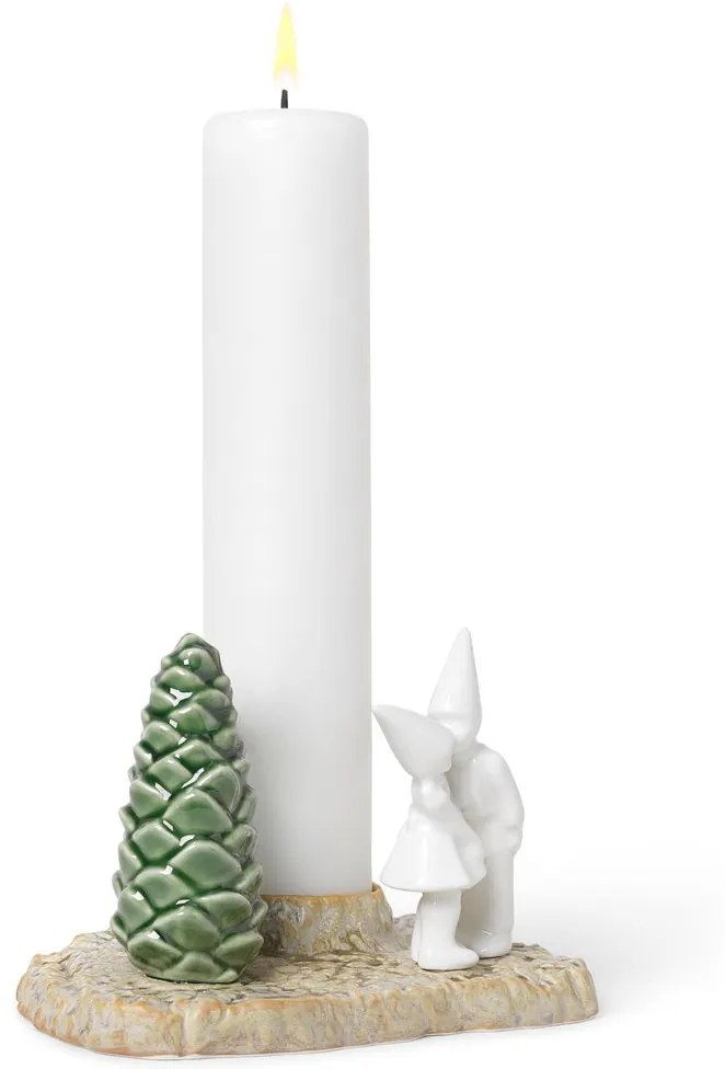 KÄHLER Vánoční dekorace se svícnem Christmas Tales Christmas Kiss, zelená barva, porcelán