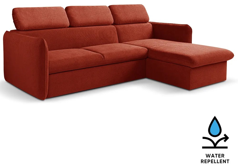 Malá sedací souprava SLIM | 235x179 cm | PRAVÁ | 57 červená | rozkládací + úložný prostor
