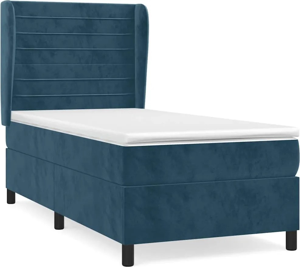 Box spring postel s matrací tmavě modrá 80 x 200 cm samet 3129241
