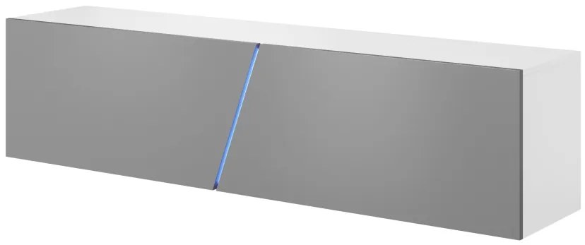 TV stolek Slant s LED osvětlením 160 cm bílý mat/šedý lesk