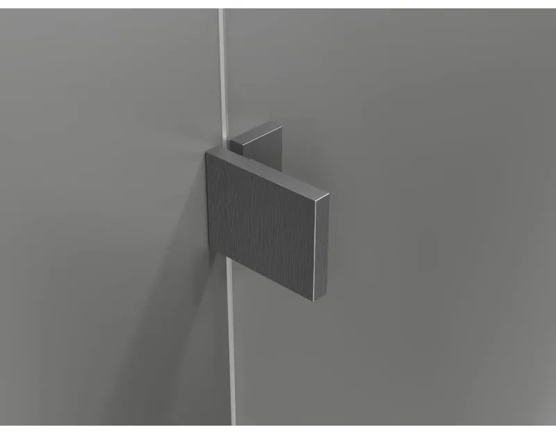 Mexen Lunar, pětiúhelníkový sprchový kout naklápěcí doleva 90 x 90 cm, 8mm čiré sklo, pistolově šedý kartáčovaný - 831-090L-090P-66-00-L