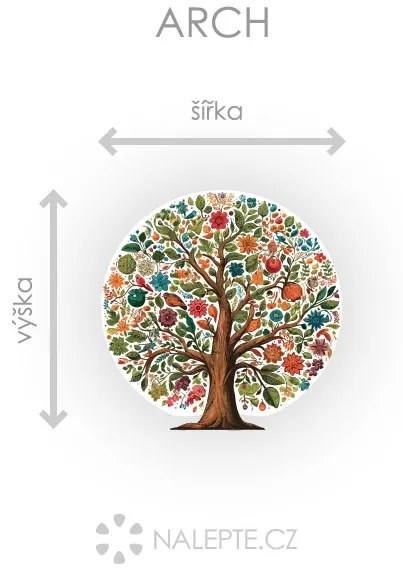 Životadárný strom textilní přelepitelná samolepka na zeď arch 75 x 75 cm