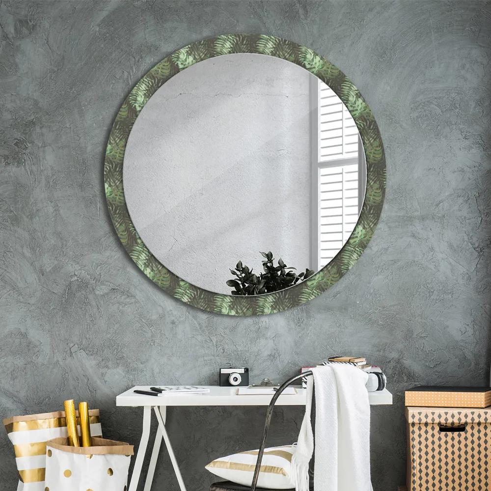 Kulaté dekorativní zrcadlo Tropické listy fi 100 cm