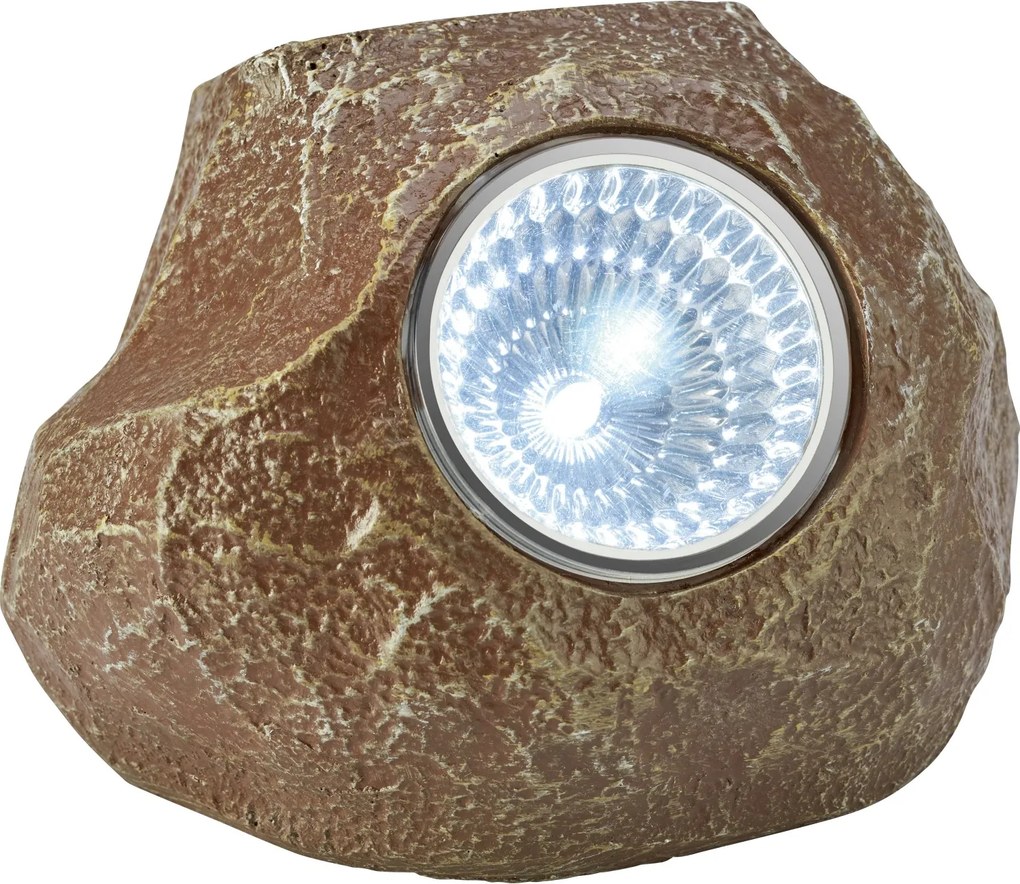 Dekorativní solární LED svítidlo v podobě kamene, hnědá, IP44, 8 x 13 x 10 cm