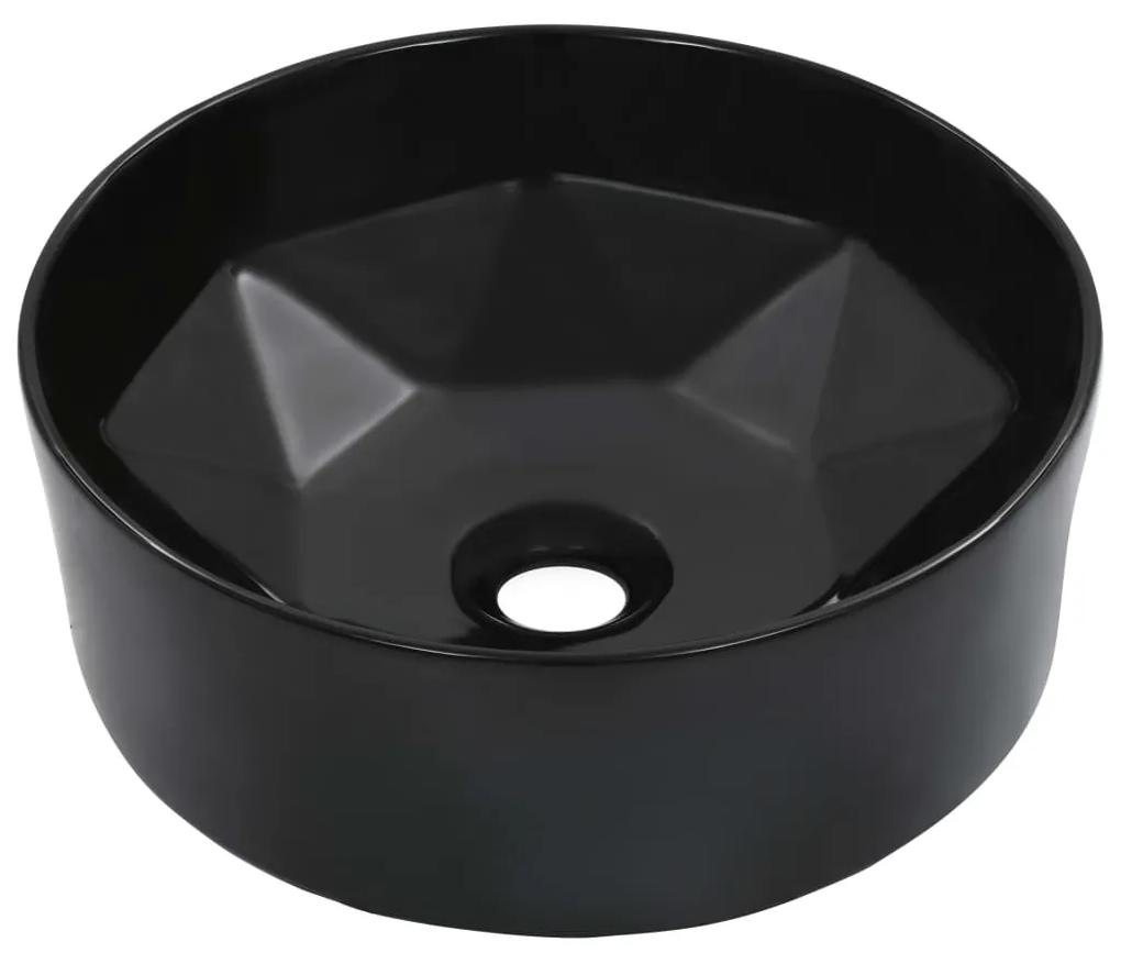 vidaXL Umyvadlo černé 36 x 14 cm keramika