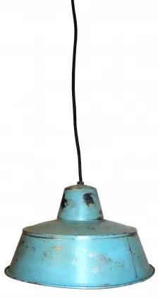 Industrial style, Modrá závěsná lampa s patinou 19 x31 cm (630)