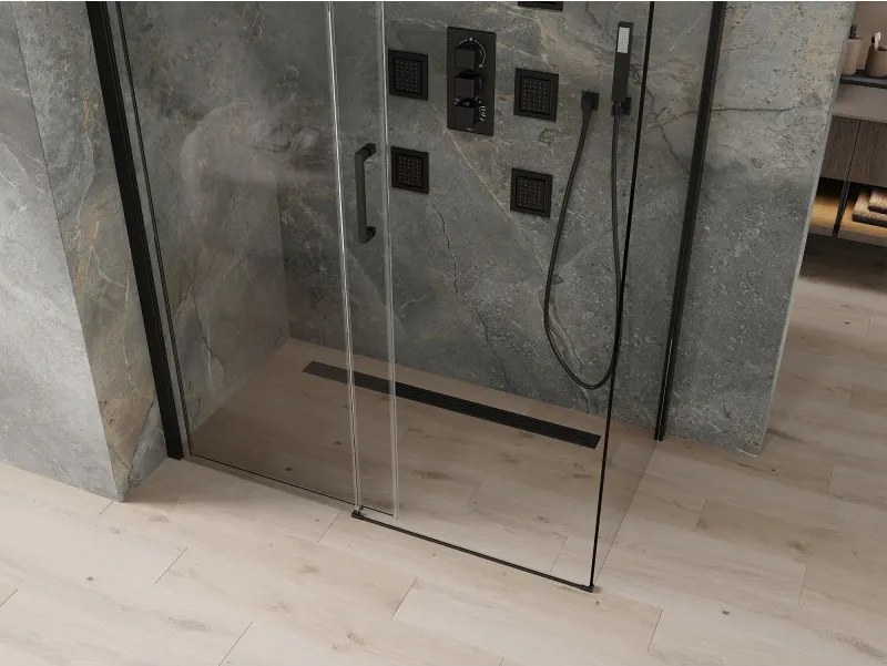 Mexen Omega sprchový kout 130x70cm, 8mm sklo, černý profil-čiré sklo, 825-130-070-70-00