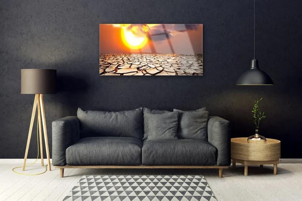 Obraz na skle Slunce Poušť Krajina 120x60 cm