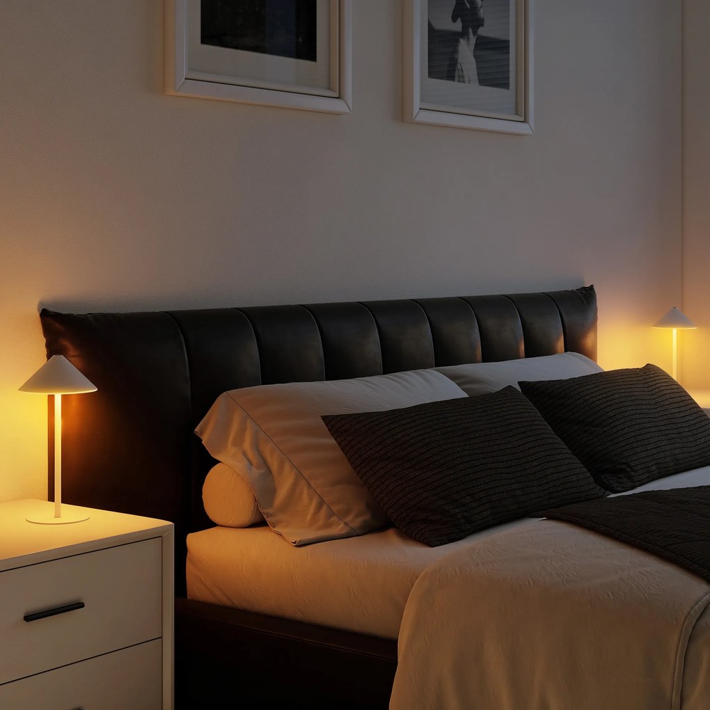 HOMCOM LED stolní lampička s USB kabelem, dotykový spínač, kov, dobíjecí, bílá