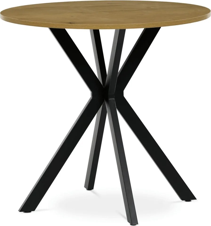 Kulatý jídelní stůl 80x80cm HT-F4108 OAK, mdf, divoký dub