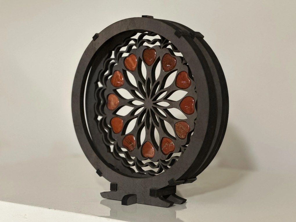 Li-Go "Srdce, karneolová mandala" Stolní lampa 20x22 cm černá s patinou