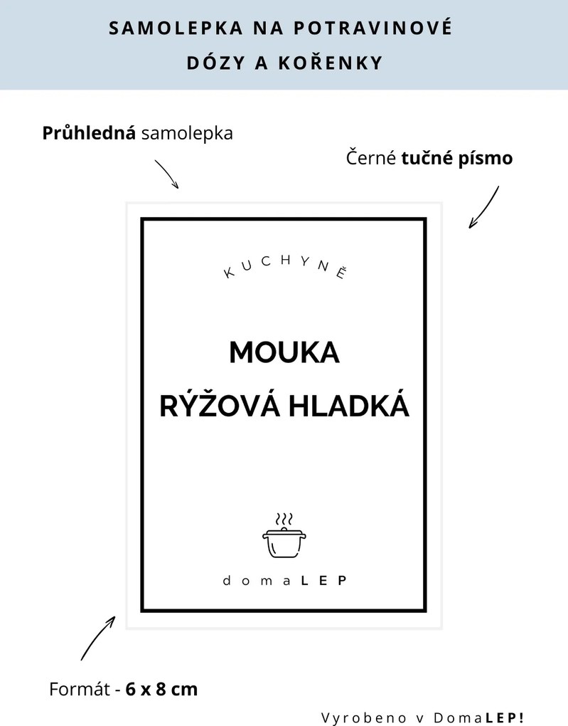 MOUKA RÝŽOVÁ HLADKÁ - omyvatelná samolepka na dózu, výběr rozměrů Ø 5 cm / 5 x 5 cm / 6 x 8 cm | DomaLEP