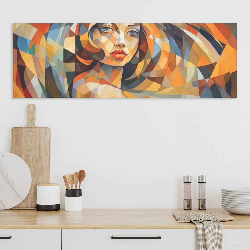 Obraz na plátně - Modrooká žena, abstrakce FeelHappy.cz Velikost obrazu: 120 x 40 cm
