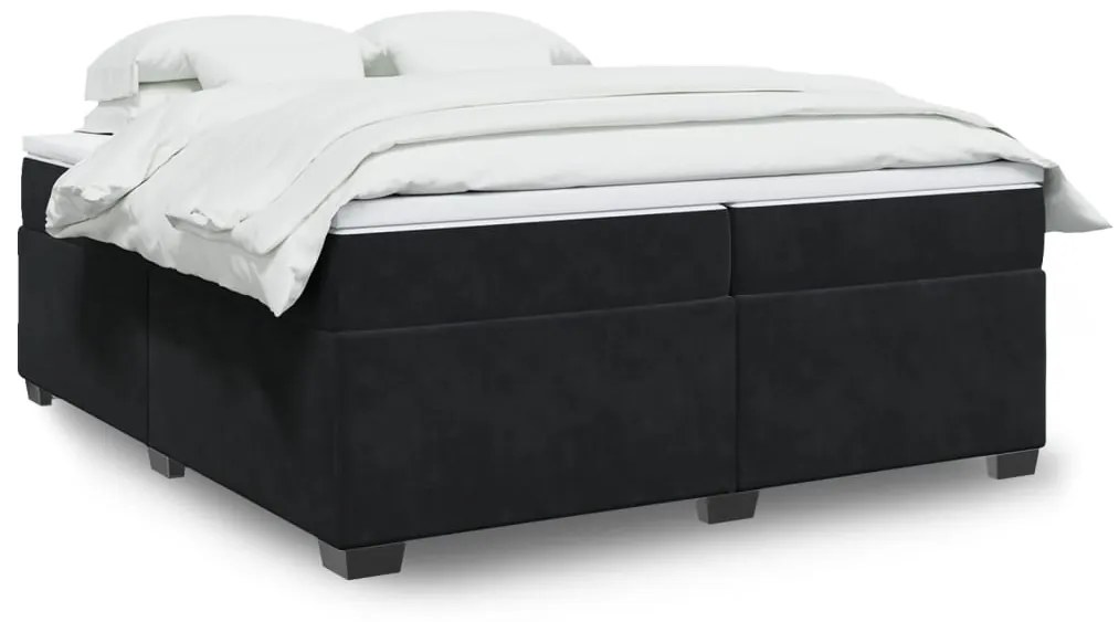 Box spring postel s matrací černá 200x200 cm samet 3285307
