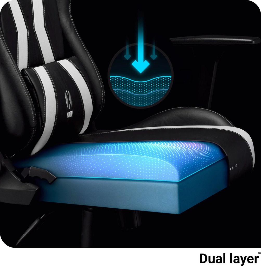 Herní židle z ekokůže Normal Size, černo-bílá: Diablo X-Horn 2.0