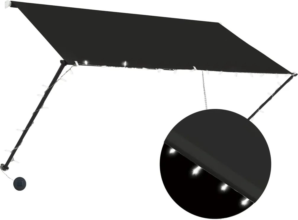 Zatahovací markýza s LED 250 x 150 cm antracitová 145917