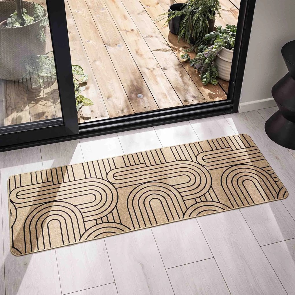 Obdélníková rohož MODUL BLACK, 45 x 120 cm, tkaná