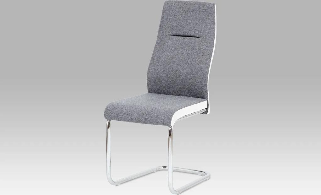 Autronic Jídelní židle šedá látka / bílá koženka HC-238 GRW2