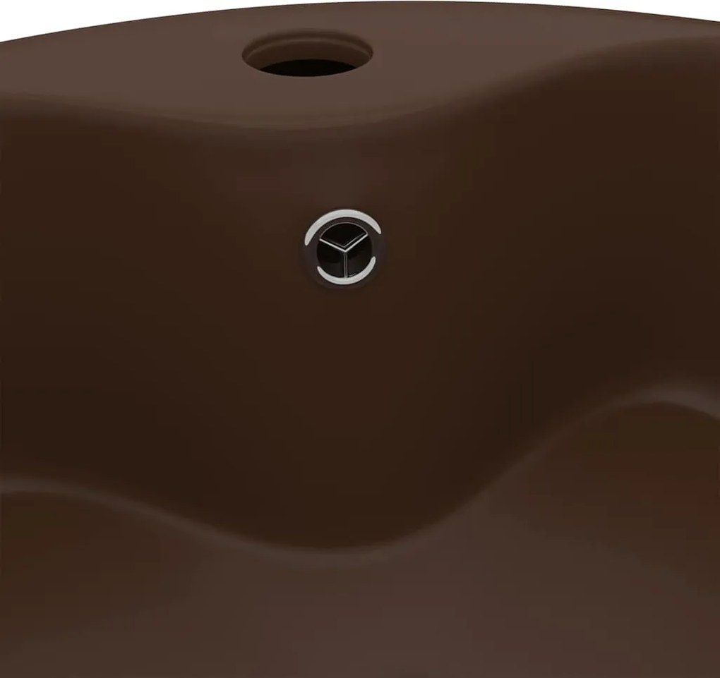 Luxusní umyvadlo přepad matné tmavě hnědé 36 x 13 cm keramické 147039