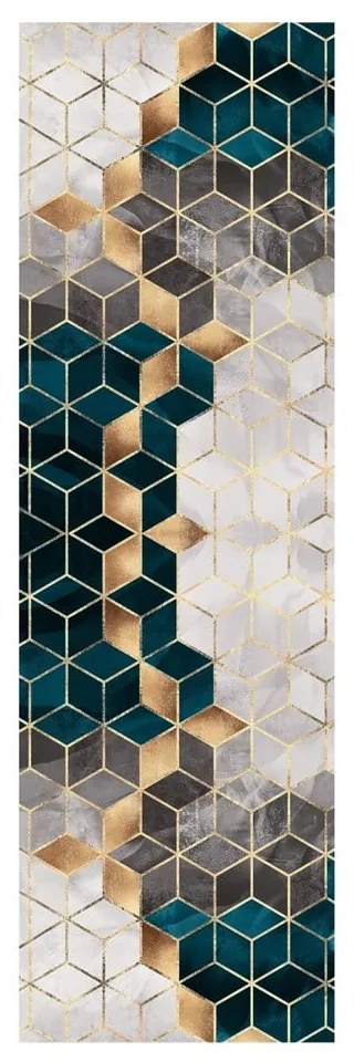 Tyrkysový koberec Rizzoli Optic, 80 x 200 cm