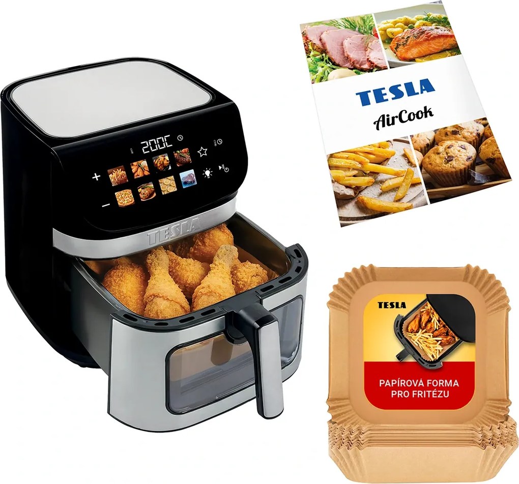 TESLA AirCook DualHeat QD73 XXL - multifunkční digitální horkovzdušná fritéza