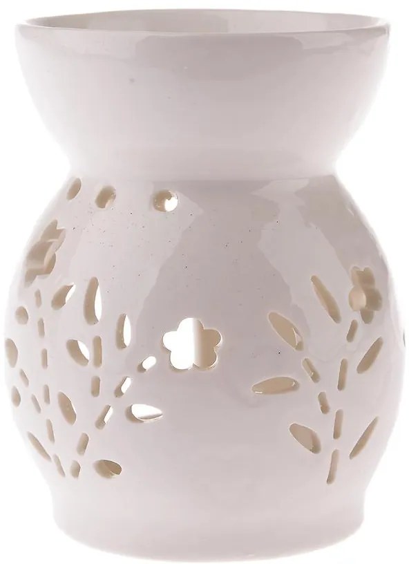 Porcelánová aromalampa s květy bílá 11.4cm